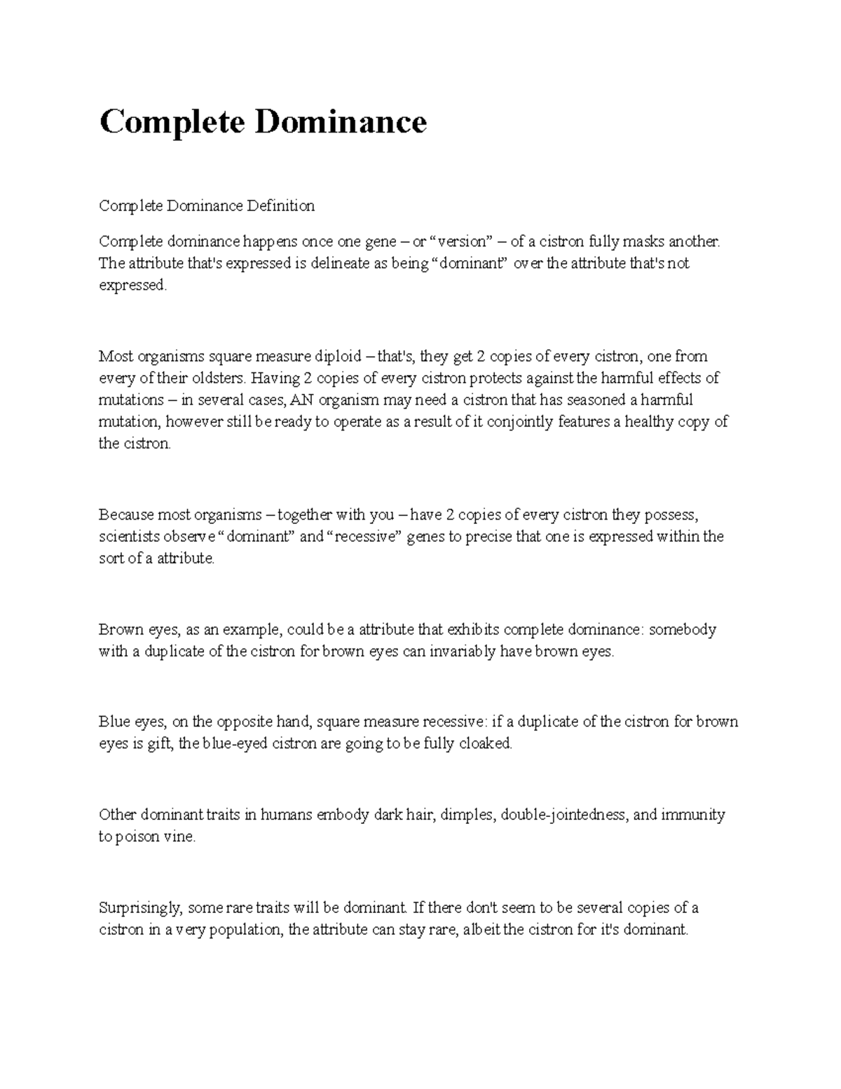 Complete Dominance - Biology - Complete Dominance Complete Dominance ...