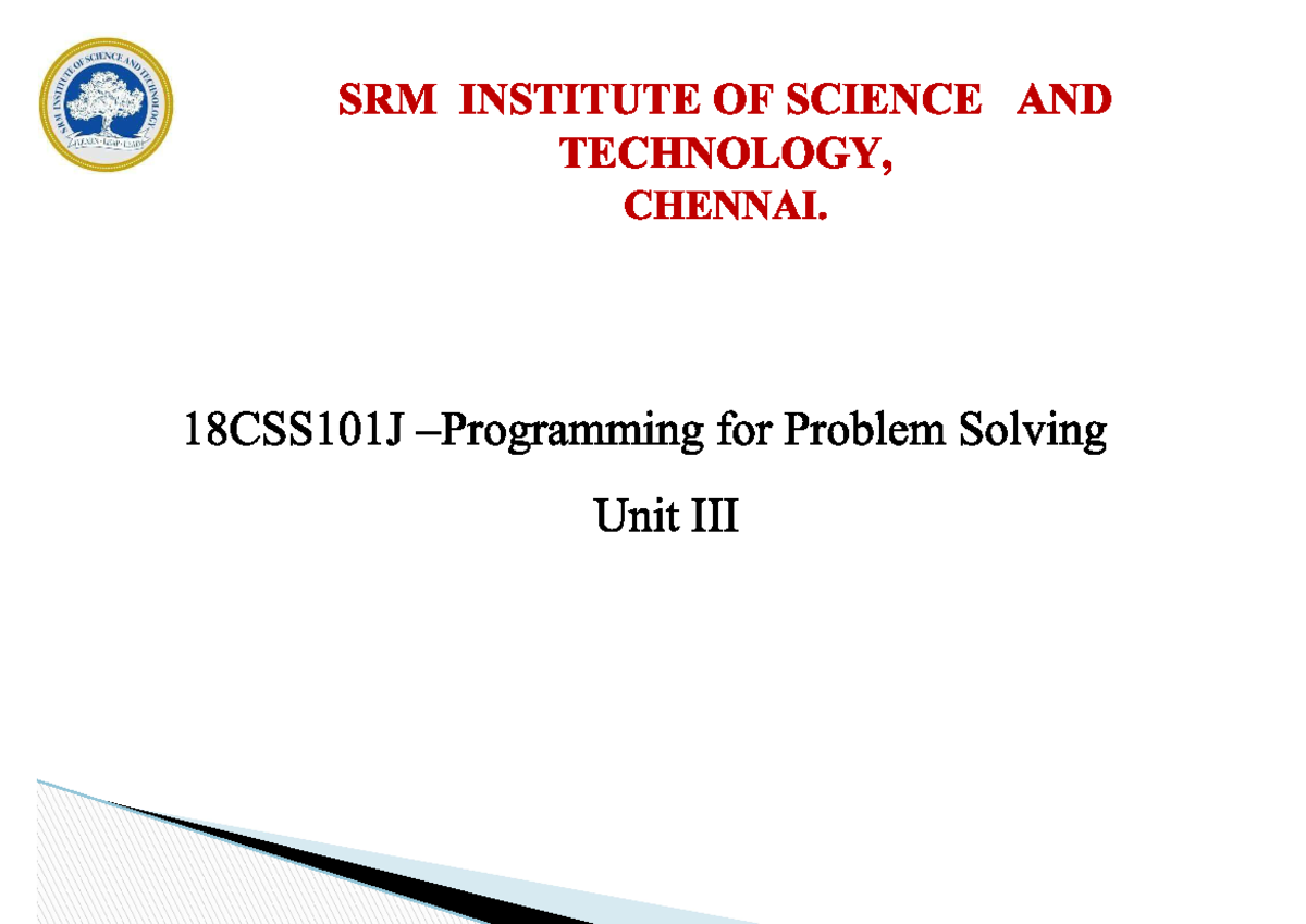 Pps Unit 3 Lecture Notes For Pps Science Srm Institute Of Science And State Technology