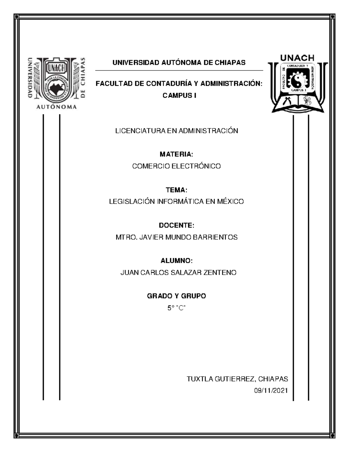 Legislación informática en México Juan Salazar 5C - UNIVERSIDAD ...