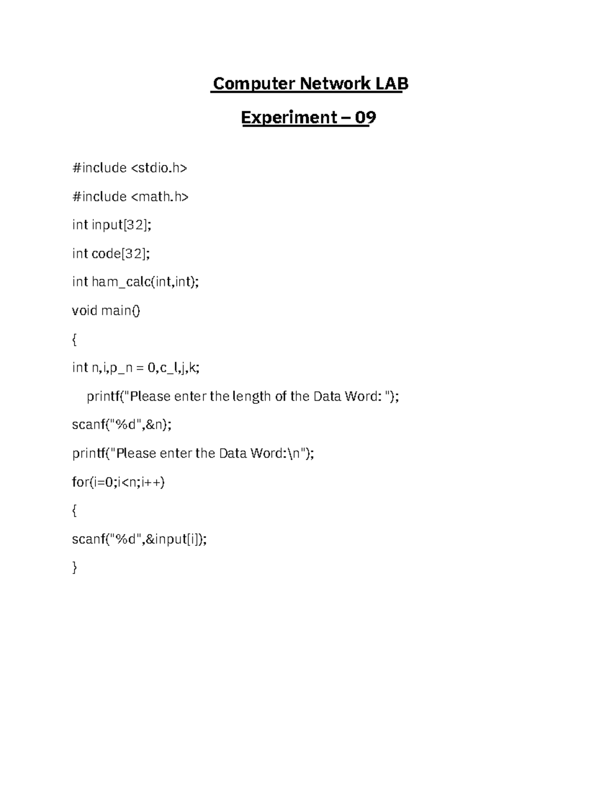 Computer Network LAB 9 - gud materials - Computer Network LAB Experiment – 09 #include - Studocu
