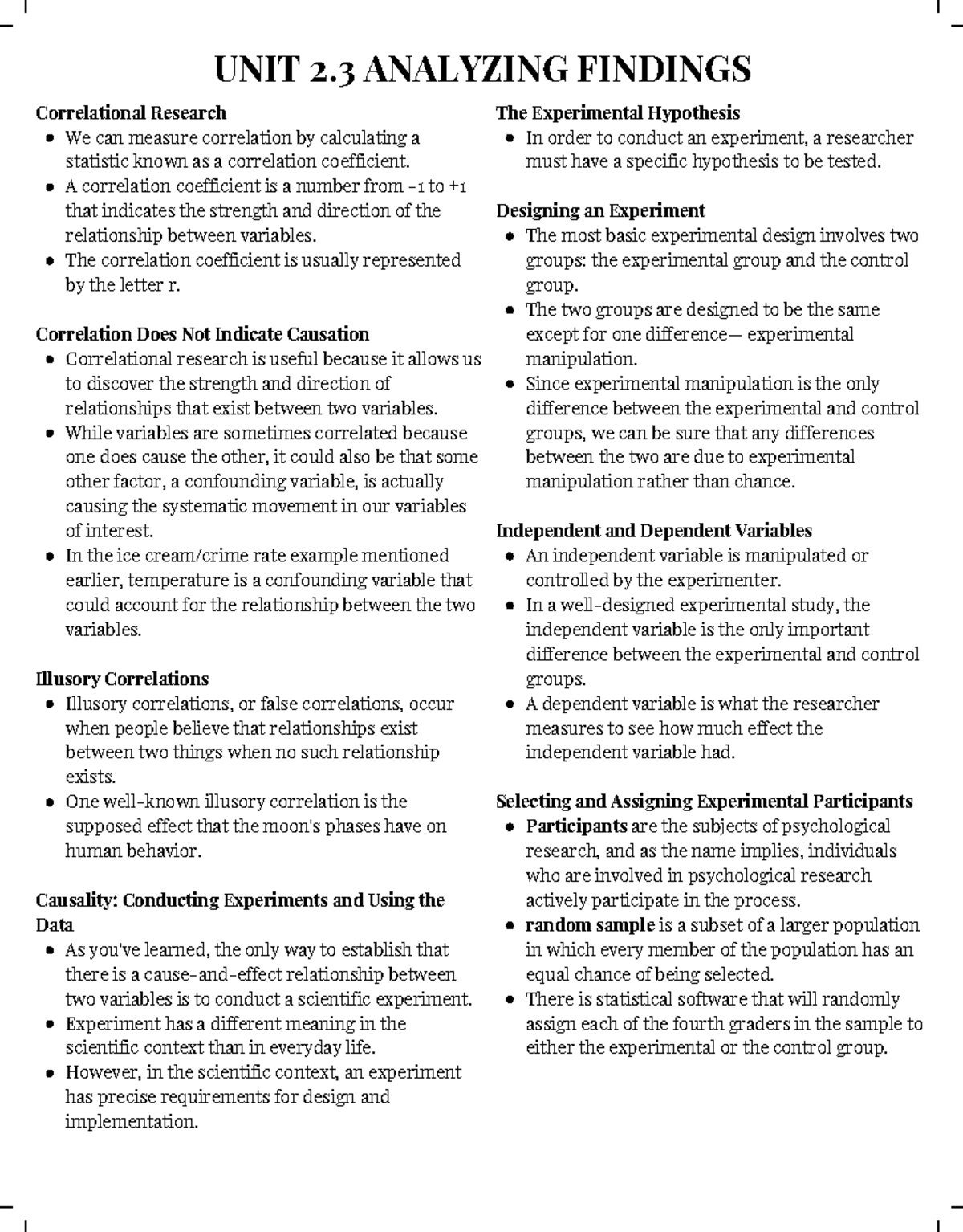 UNIT 2.3 Analyzing Findings - UNIT 2 ANALYZING FINDINGS We can measure ...