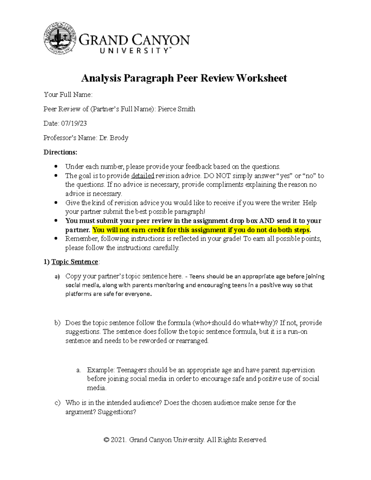 UNV 100 RS T4 Analysis Paragraph Peer Review Worksheet - Analysis ...
