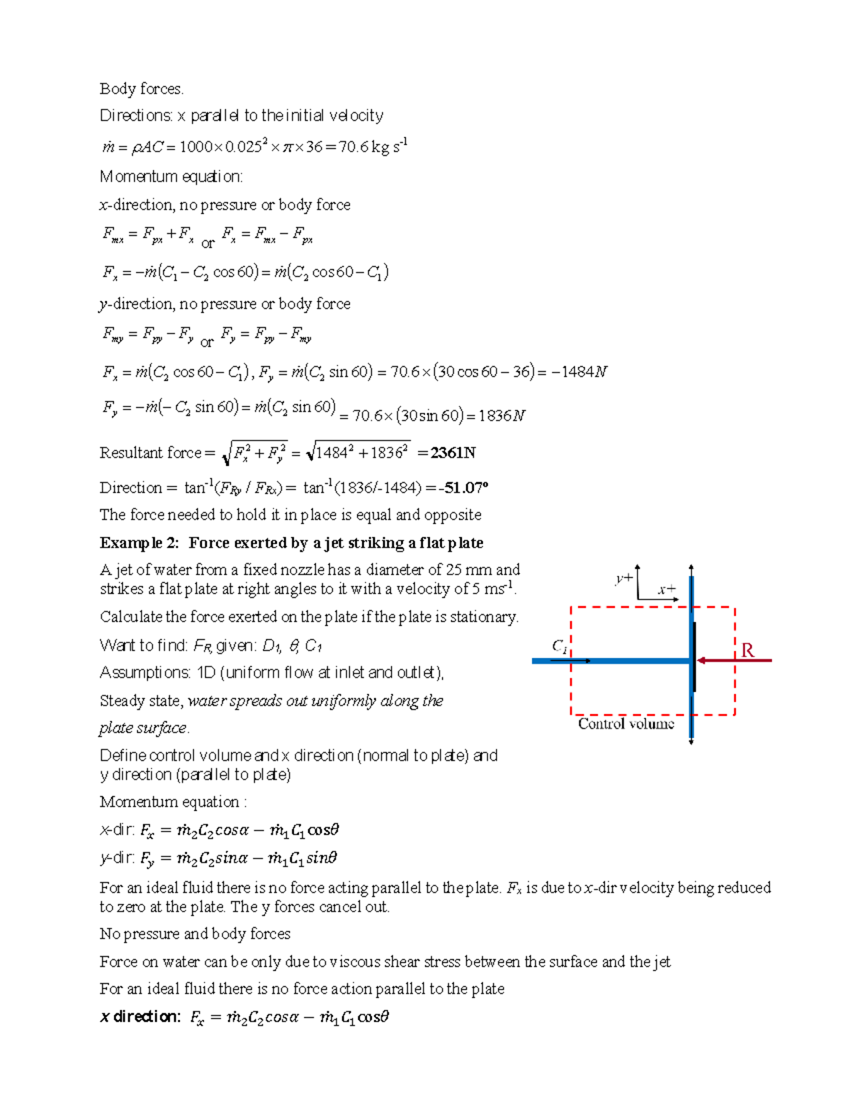 3a Force momentum-4 - Lecture notes 3 - Body forces. Di recti ons: x ...