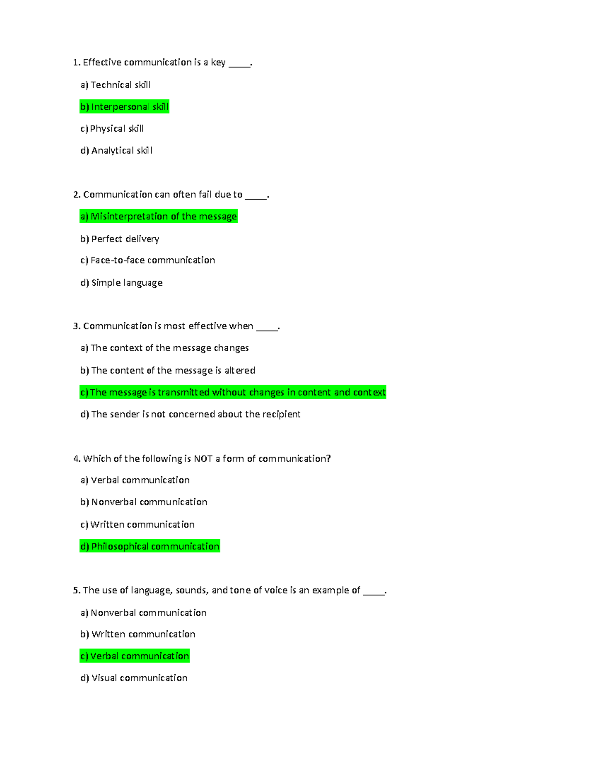 1st-quiz - The test - Effective communication is a key ____. a ...