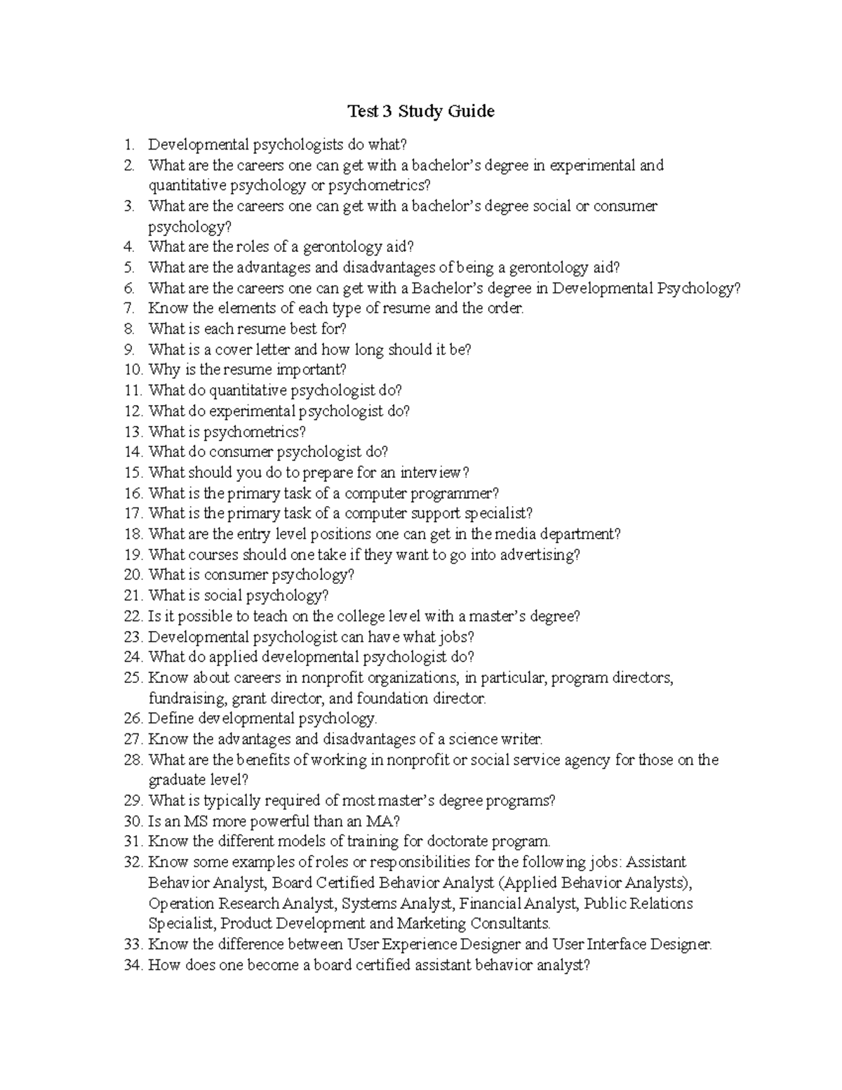 New Test 3 Study Guide - Shivers class - Test 3 Study Guide ...