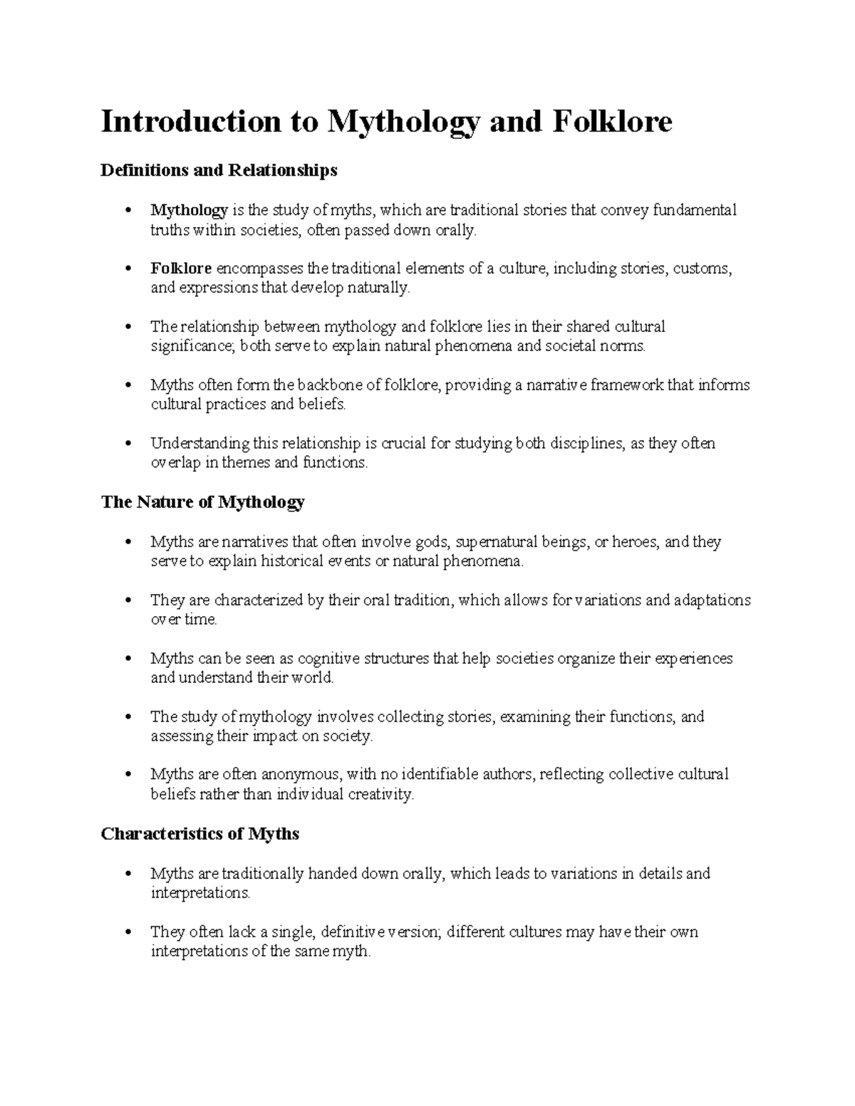 Mythology L1 - Myths - Introduction to Mythology and Folklore ...