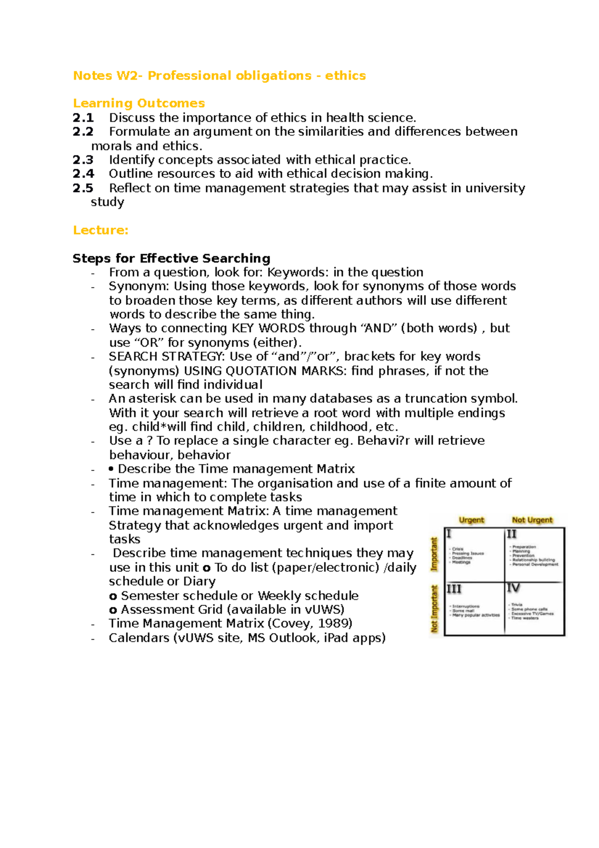 Week 2 - Week 2 notes PUBH1006 - Notes W2- Professional obligations ...
