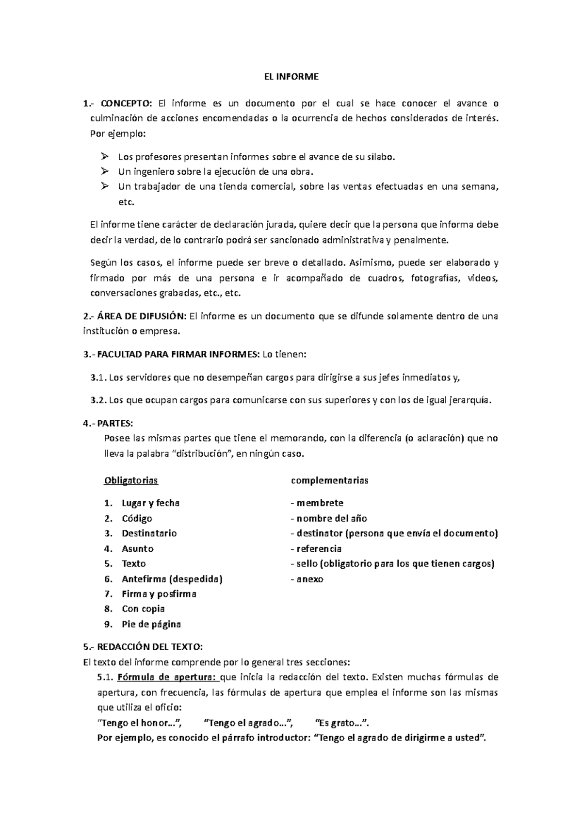 Tema 11. El Informe - EL INFORME 1.- CONCEPTO: El informe es un ...