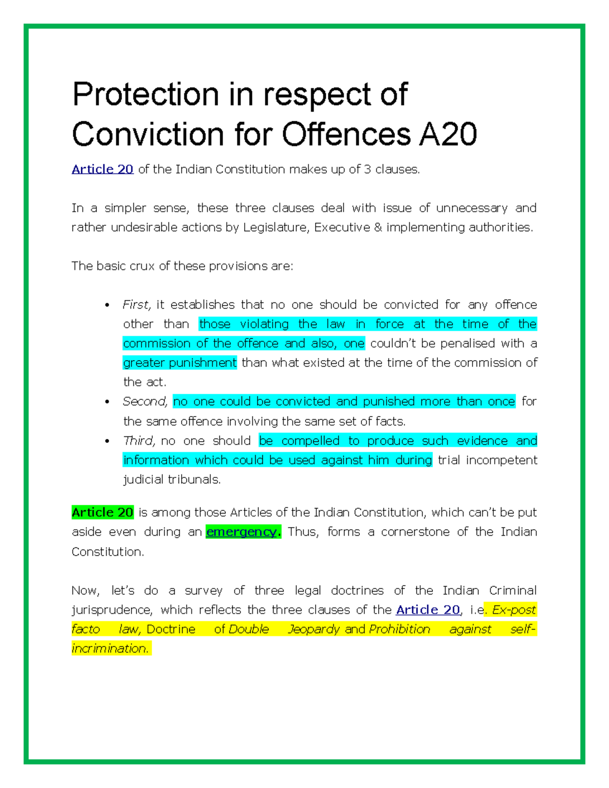 Protection in respect of Conviction for Offences A20 - In a simpler ...