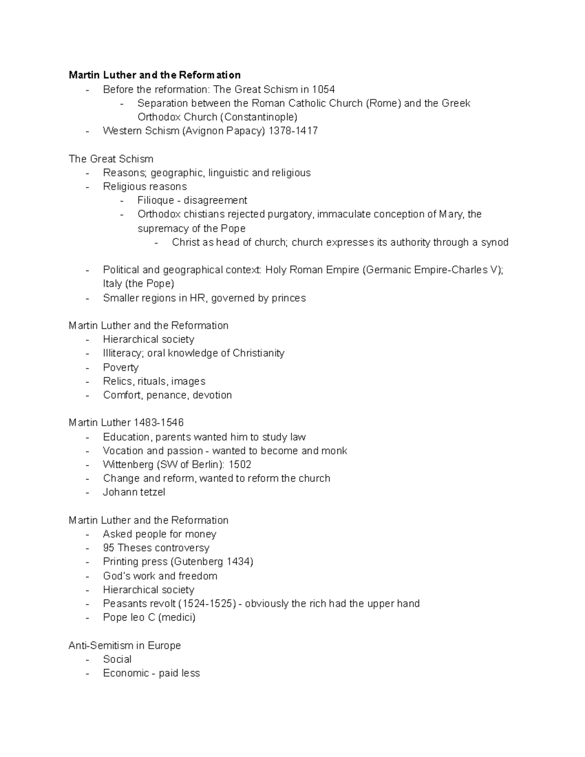 Cultural Perspectives Notes - Martin Luther and the Reformation ...