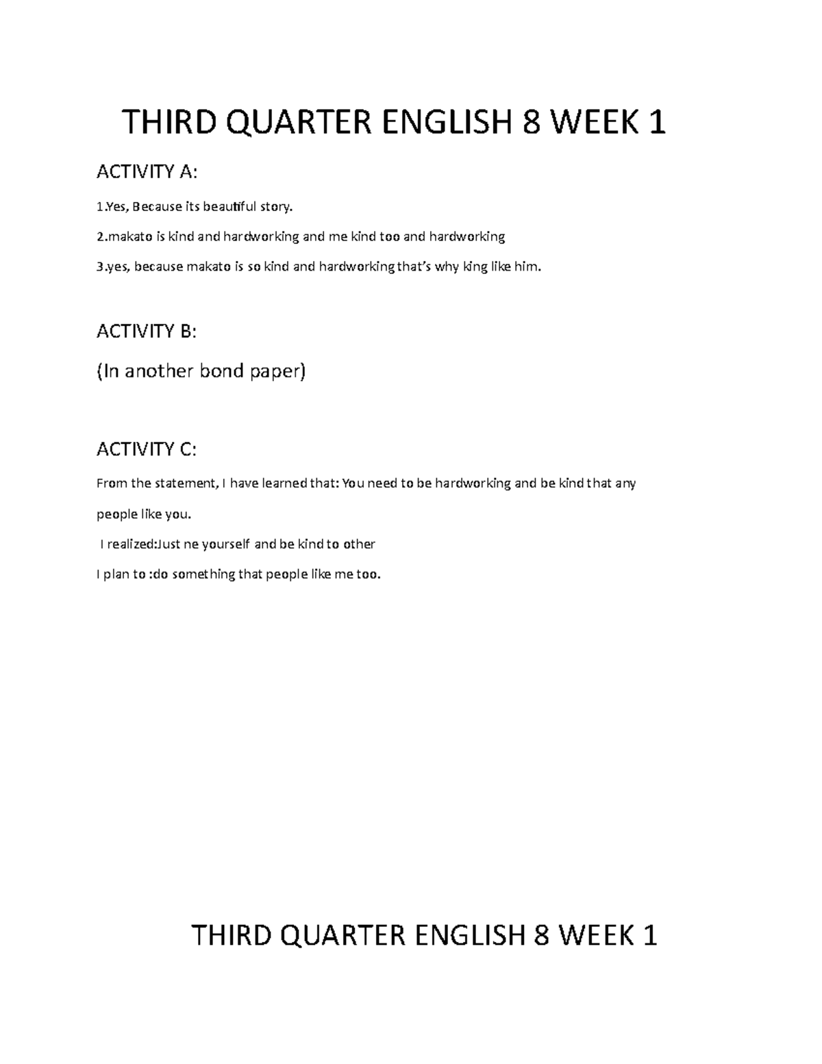 Third Quarter English 8 WEEK 2 - THIRD QUARTER ENGLISH 8 WEEK 1 ...