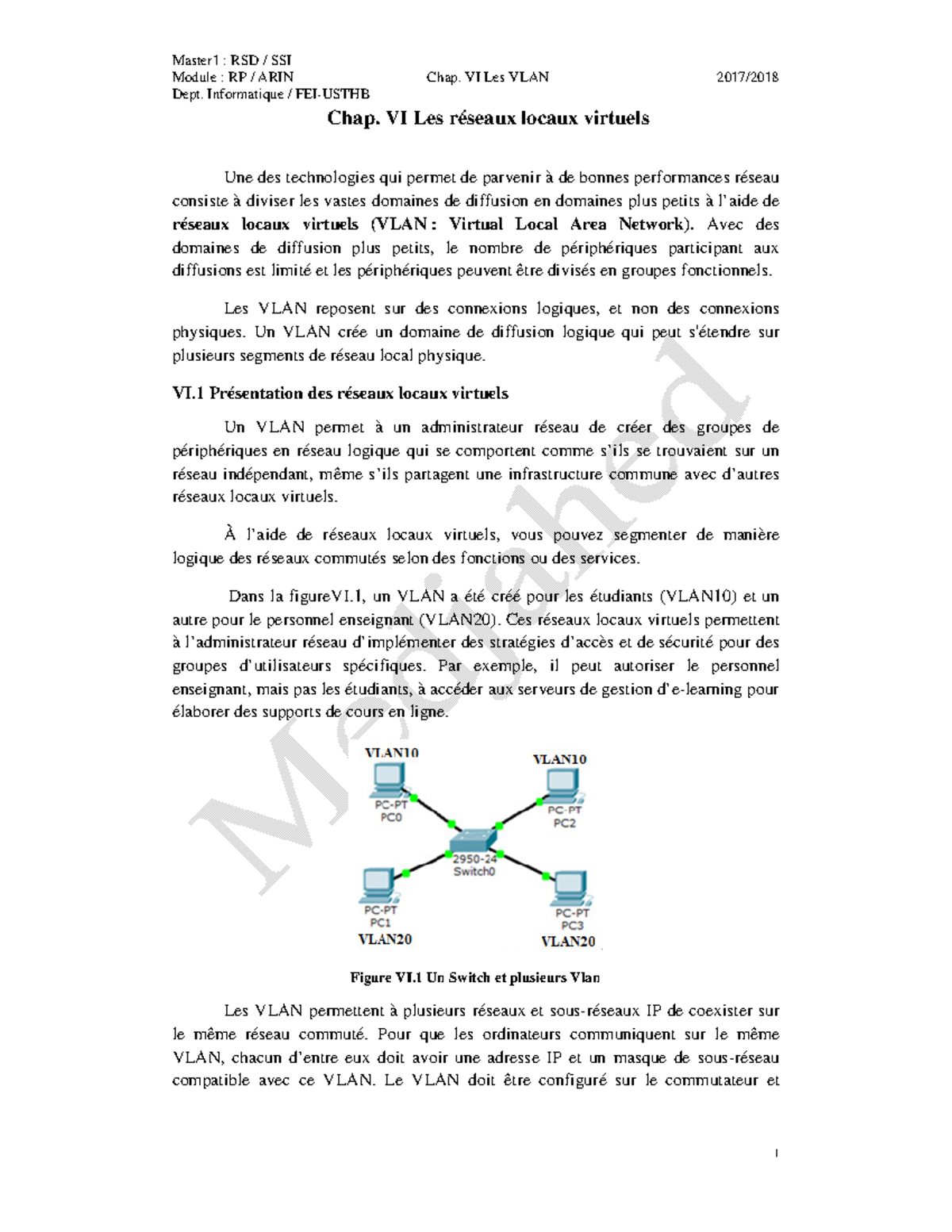 LES VLAN - LES VLAN - Module : RP / ARIN Chap. VI Les VLAN 2017/ Dept. Informatique / FEI-USTHB ...
