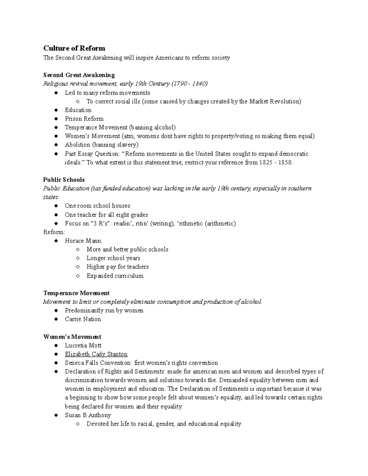 Culture of Reform - Culture of Reform The Second Great Awakening will ...