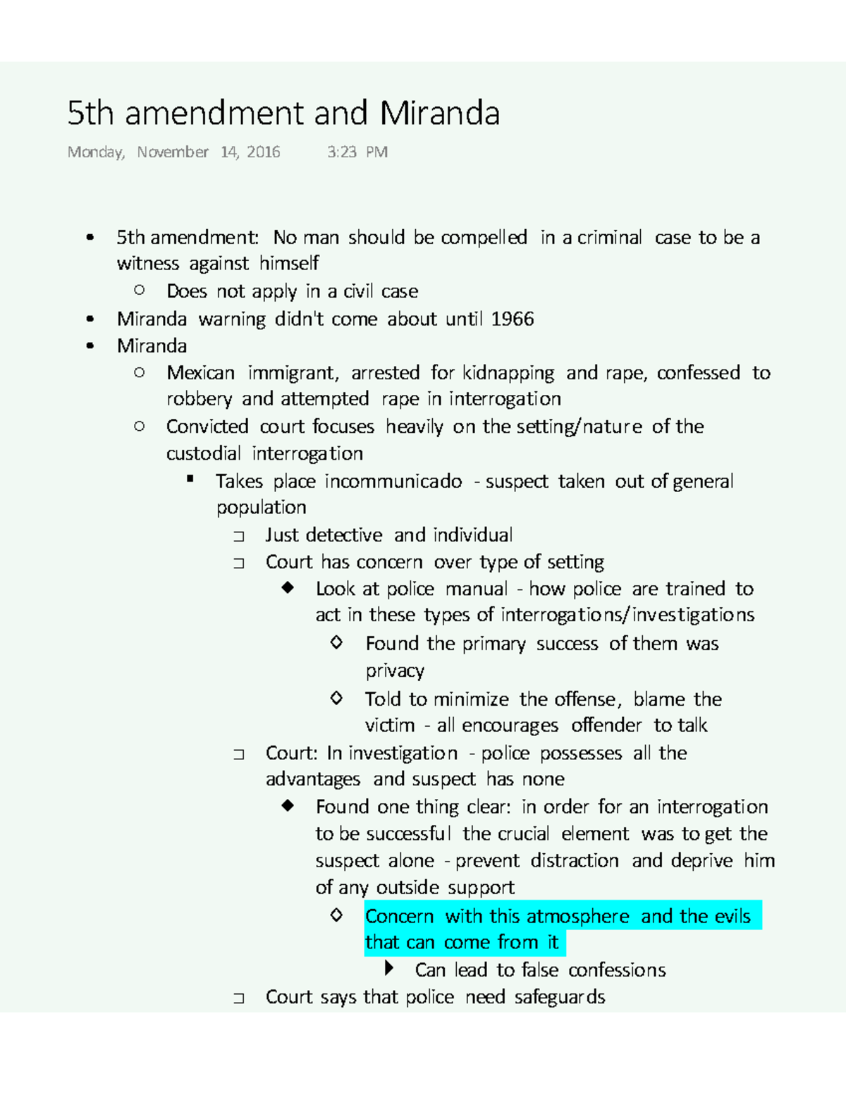 5th amendment and Miranda - Does not apply in a civil case 5th ...