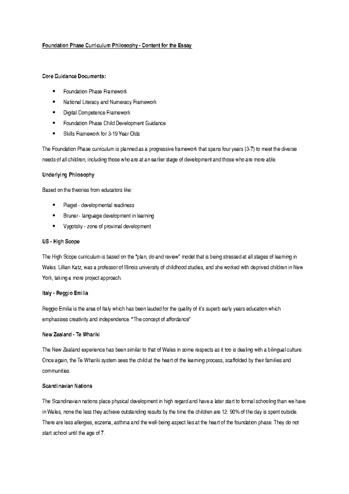 Foundation Phase Curriculum - Underlying Philosophy Based on the ...