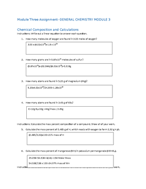 Chemistry Module 4 Assignment - Module Four Assignment Name: Chemical ...
