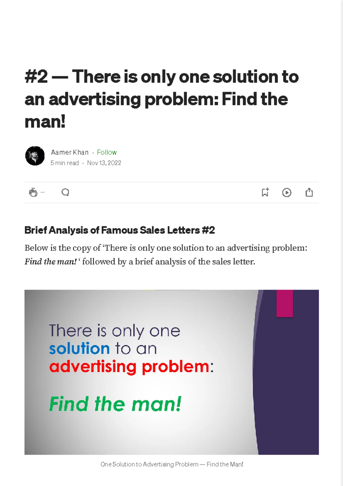 #2 — There is only one solution to an advertising problem Find the man ...