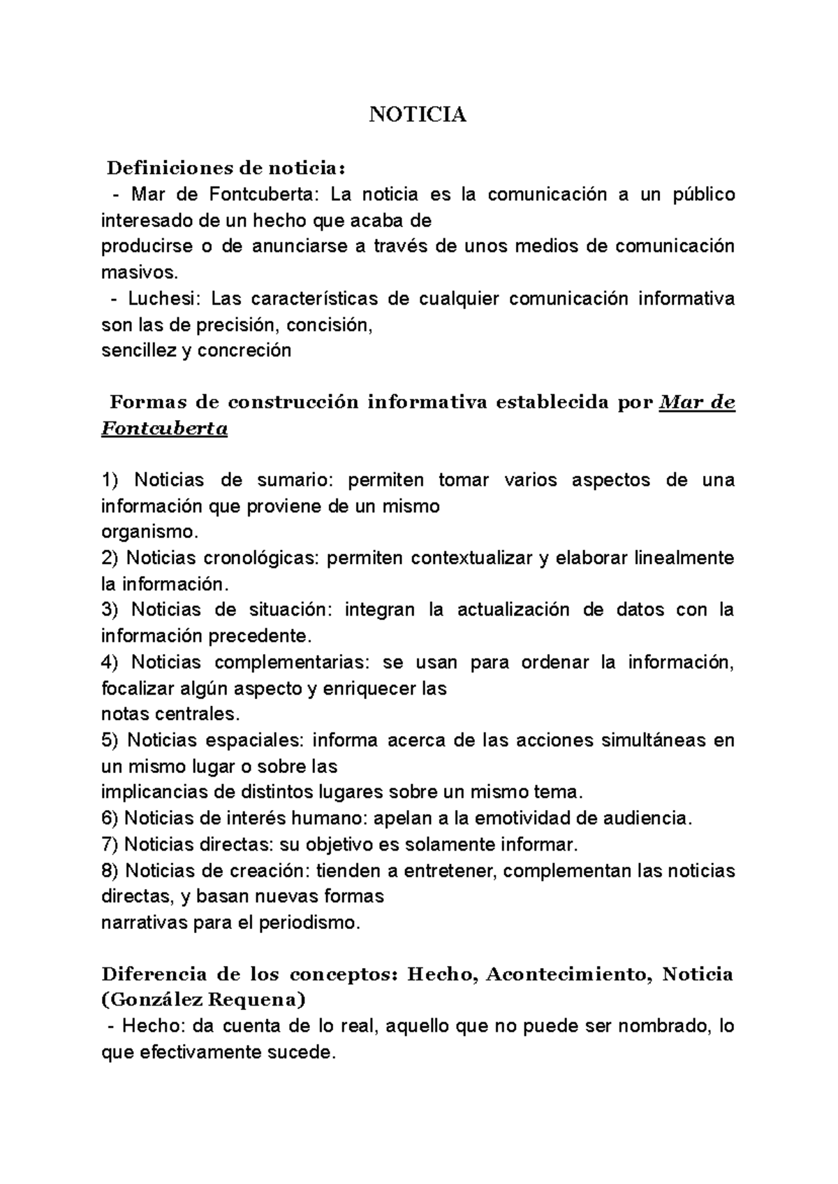 Periodismo - NOTICIA Definiciones de noticia: - Mar de Fontcuberta: La ...