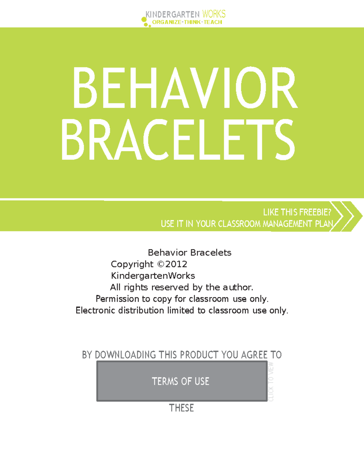 Behavior Bracelets - reward for kindergarten - TERMS OF USE ...