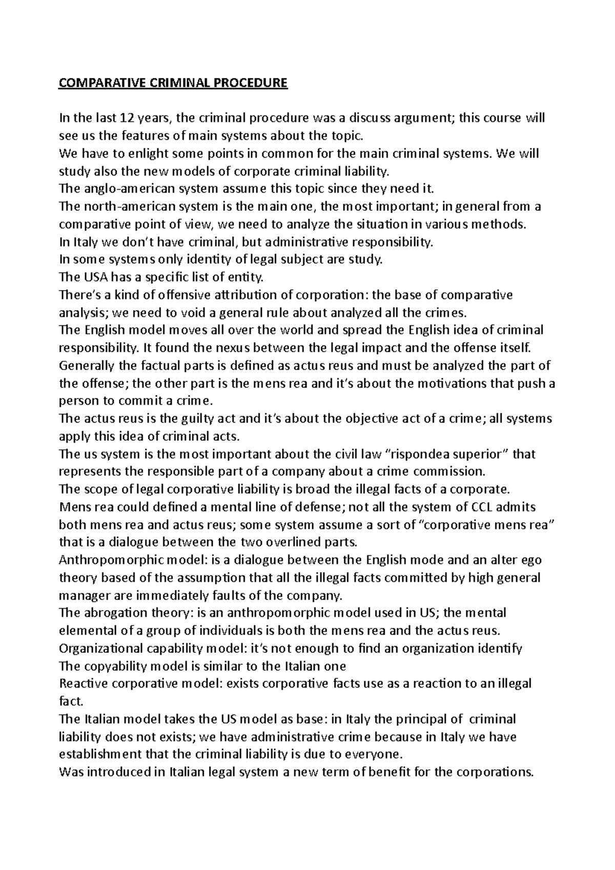 Comparative Criminal Procedure - COMPARATIVE CRIMINAL PROCEDURE In the ...