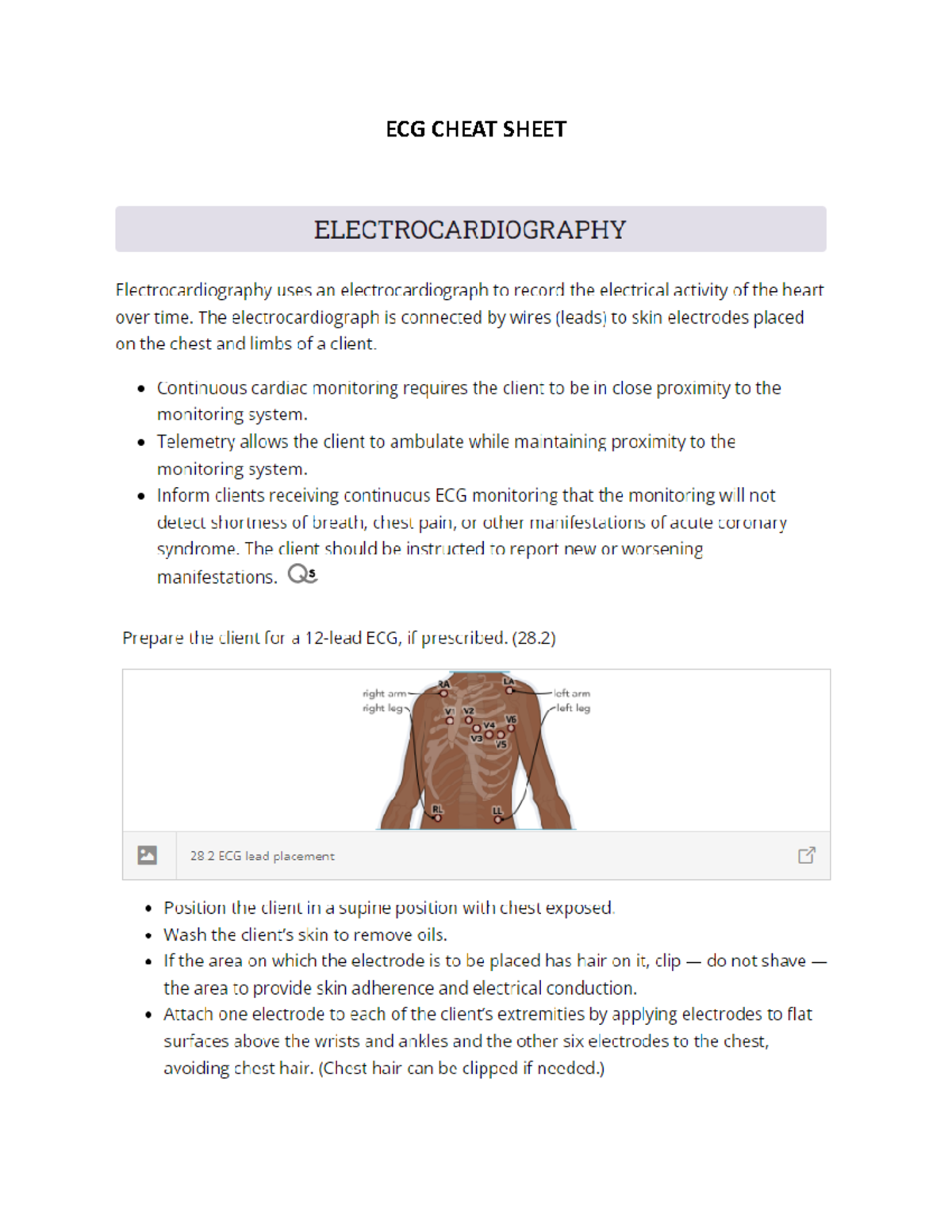 Canale EKG Cheat Sheet - Cardiac - ECG CHEAT SHEET ECG PRACTICE ...