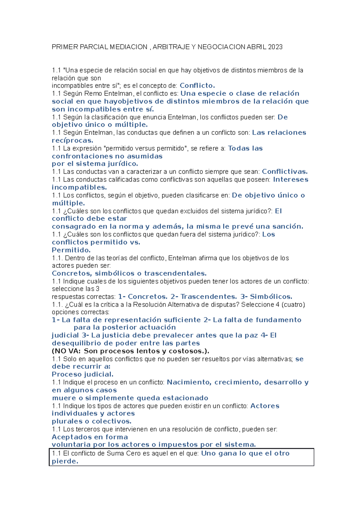 Primer Parcial Mediacion Abril 2023 Resaltadas EN Cuadro - PRIMER PARCIAL MEDIACION , ARBITRAJE ...