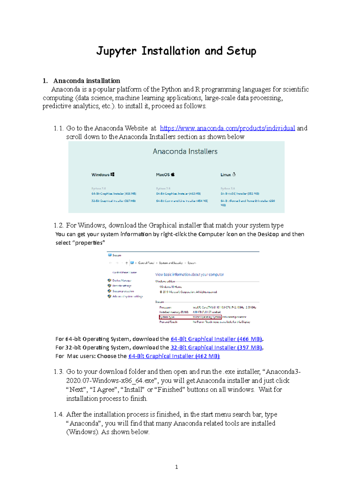 Jupyter Installation v2 - Jupyter Installation and Setup 1. Anaconda ...