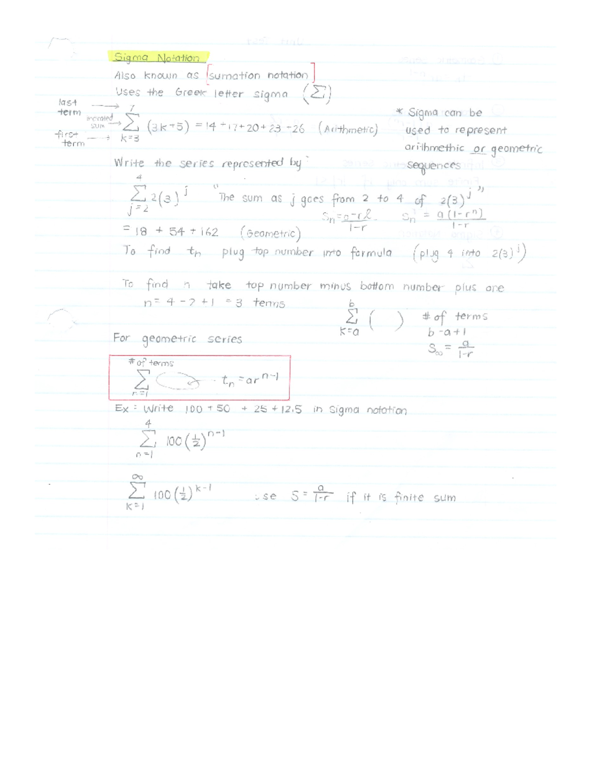 Sigma-notation exam notes - Studocu