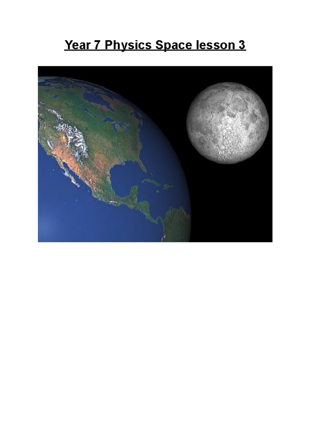 Copy of Space lesson 3 Google Doc - Year 7 Physics Space lesson Notes ...