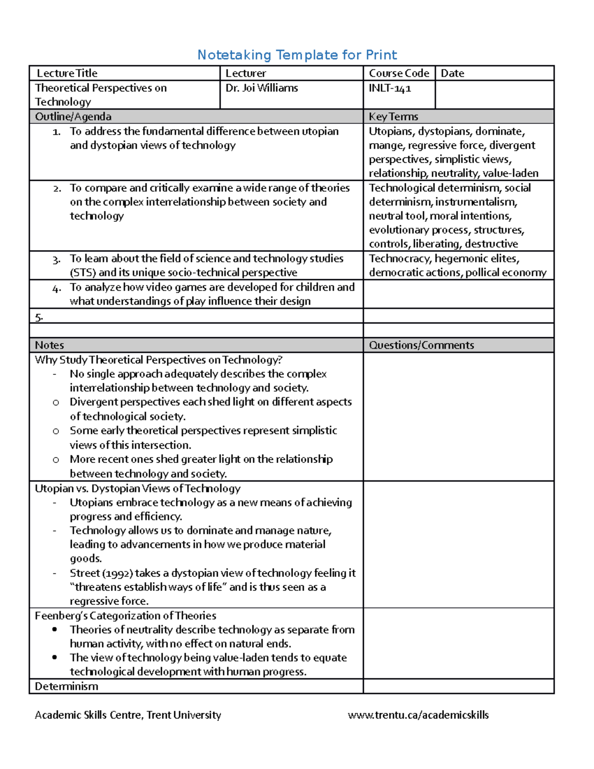 Chapter 4 Notes (INLT141) - Notetaking Template for Print Lecture Title ...