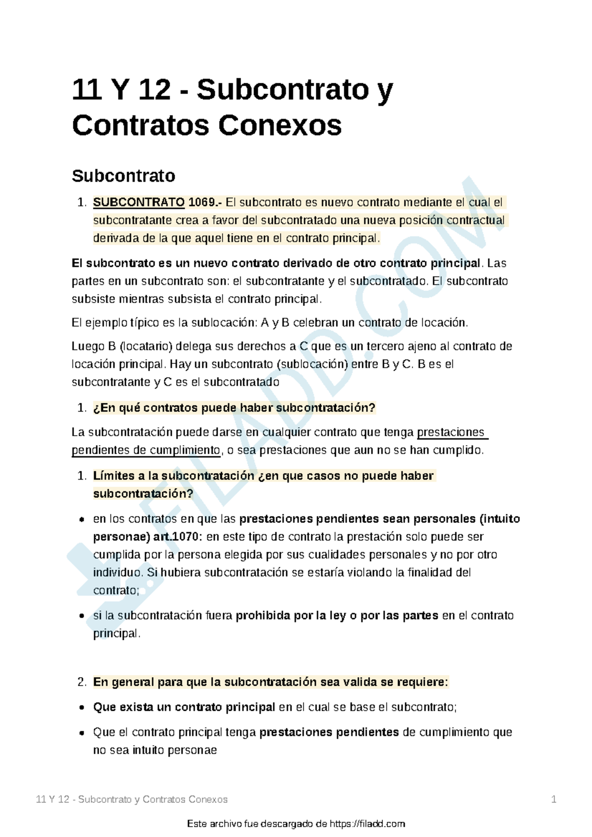 11-12- Subcontrato y Contratos conexos - El subcontrato es nuevo ...