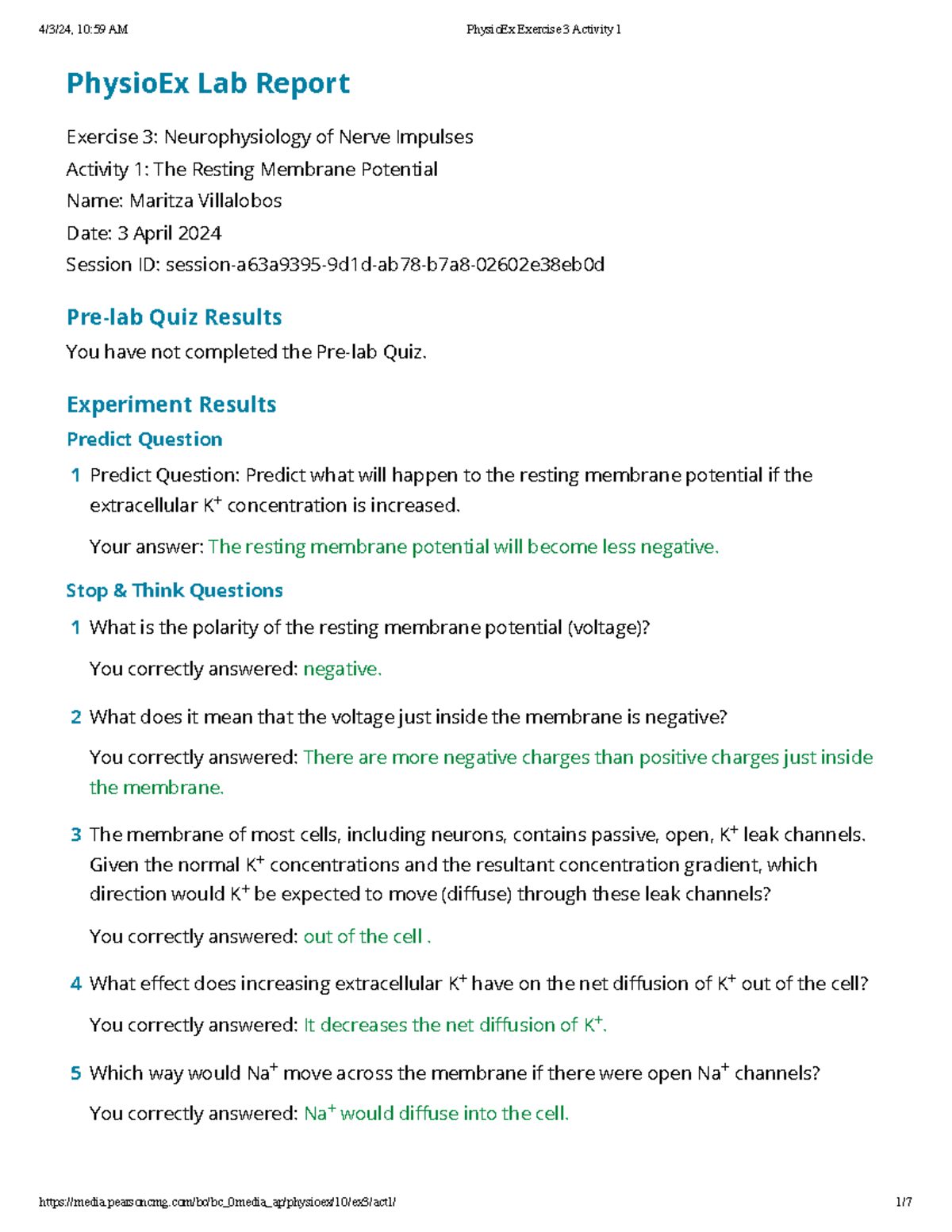 Physio Ex Exercise 3 Activity 1 - PhysioEx Lab Report Exercise 3 ...