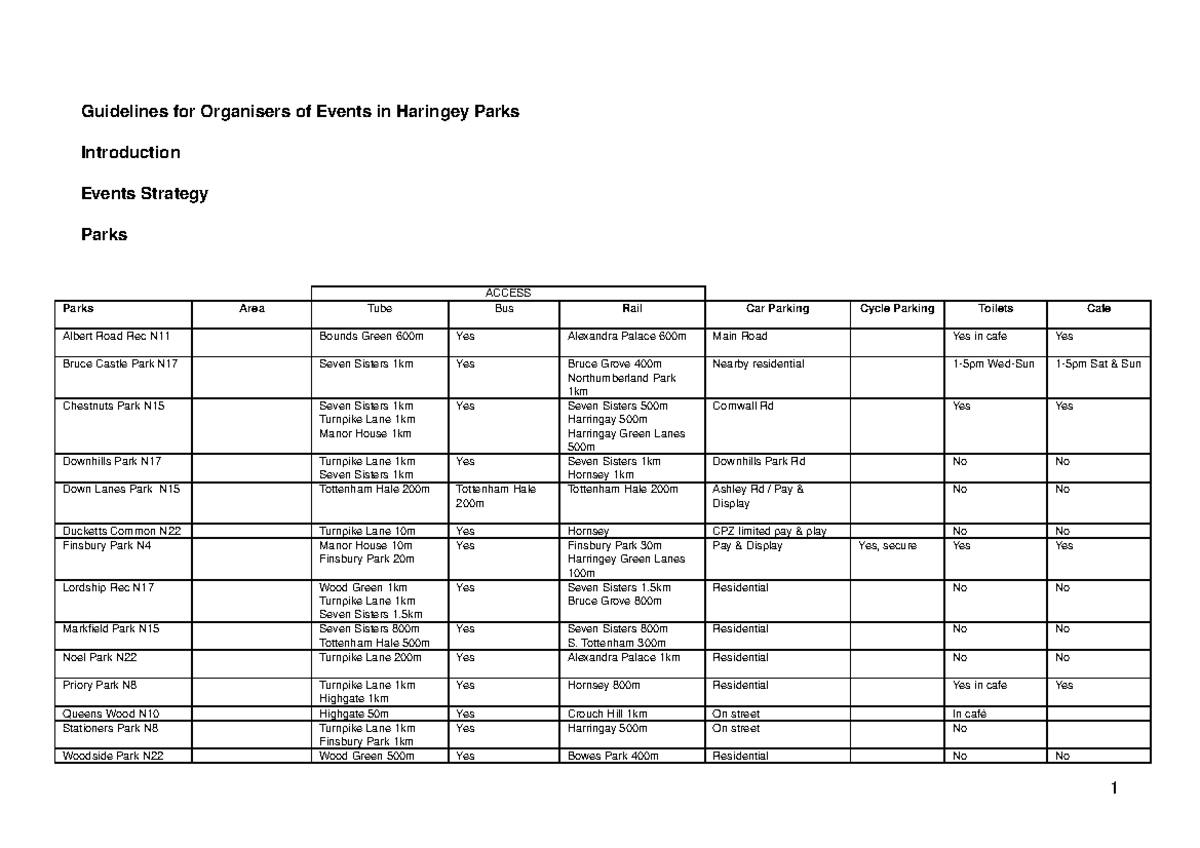 Event guidelines in parks - Guidelines for Organisers of Events in ...