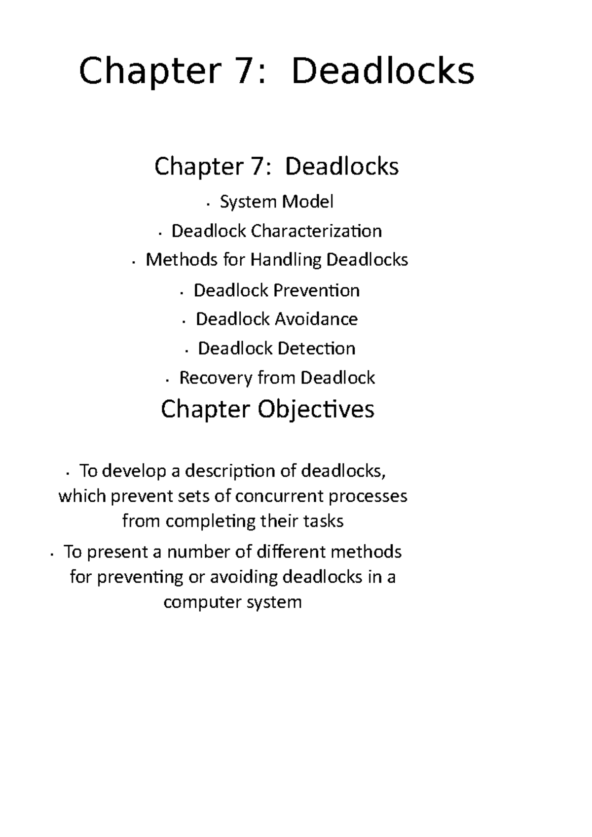 Chapter 7 note - Chapter 7: Deadlocks Chapter 7: Deadlocks • System Model • Deadlock - Studocu