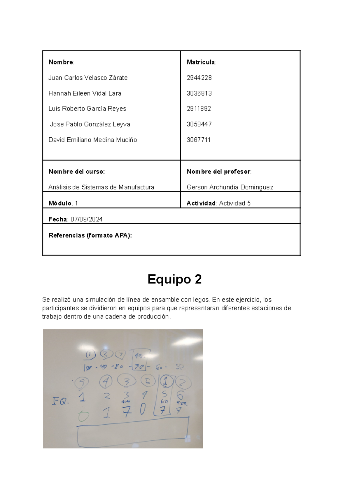 Actividad 5 Manufactura - Nombre: Juan Carlos Velasco Zárate Hannah ...