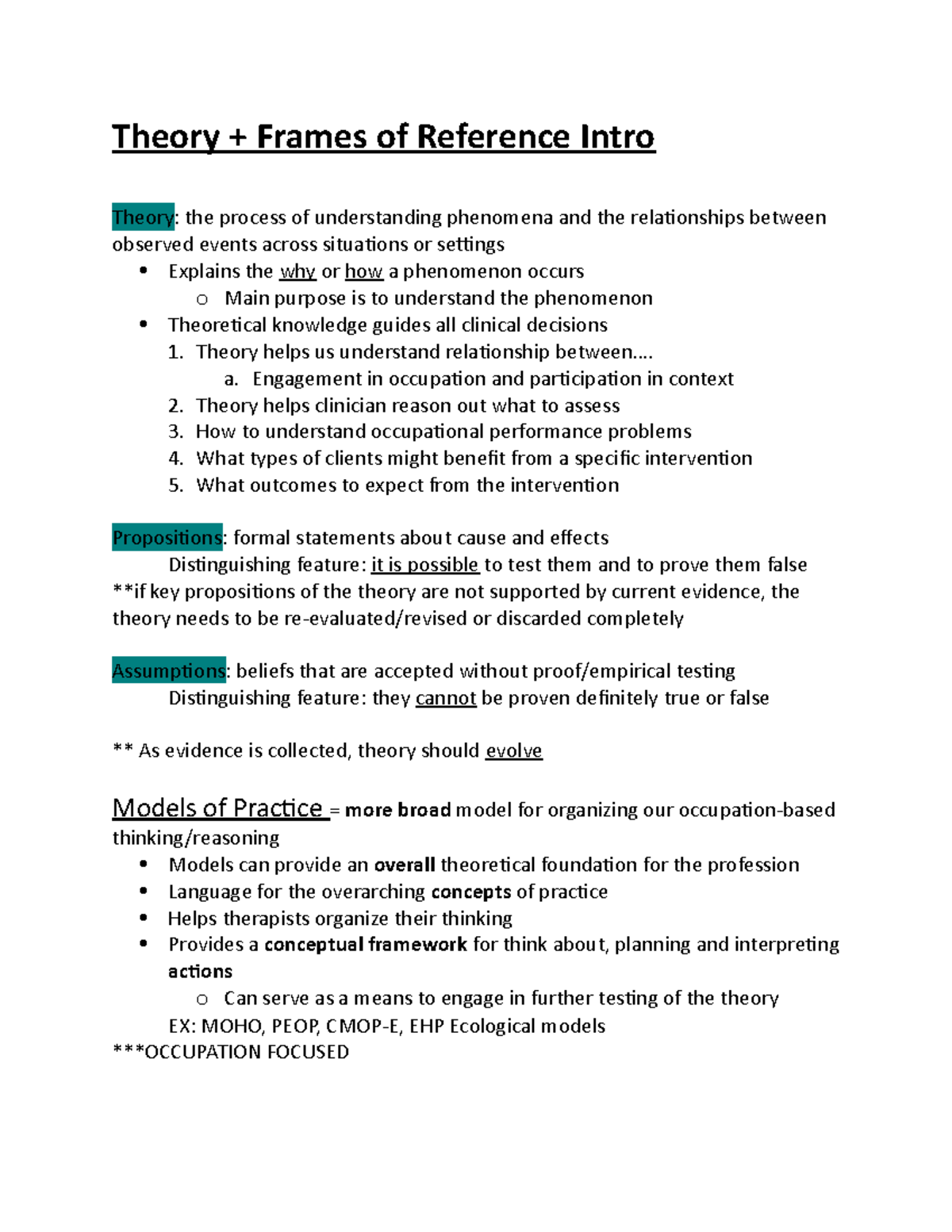 Introduction to Theory - Theory + Frames of Reference Intro Theory: the ...
