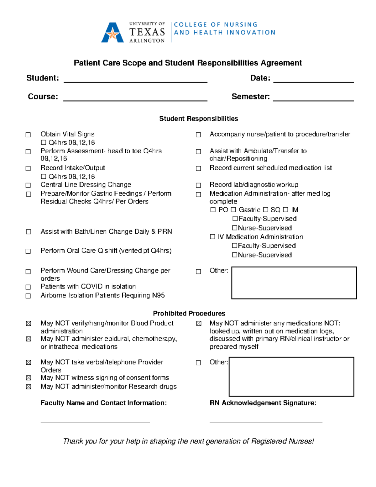 N4581 Patient Care Responsibilities Form - Patient Care Scope and ...