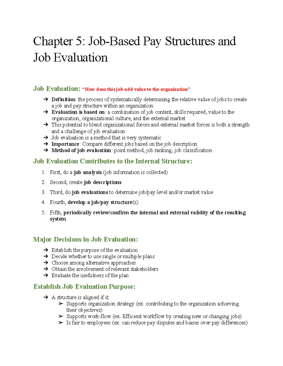 Chapter 5- Job-Based Pay Structures and Job Evaluation - Chapter 5: Job ...