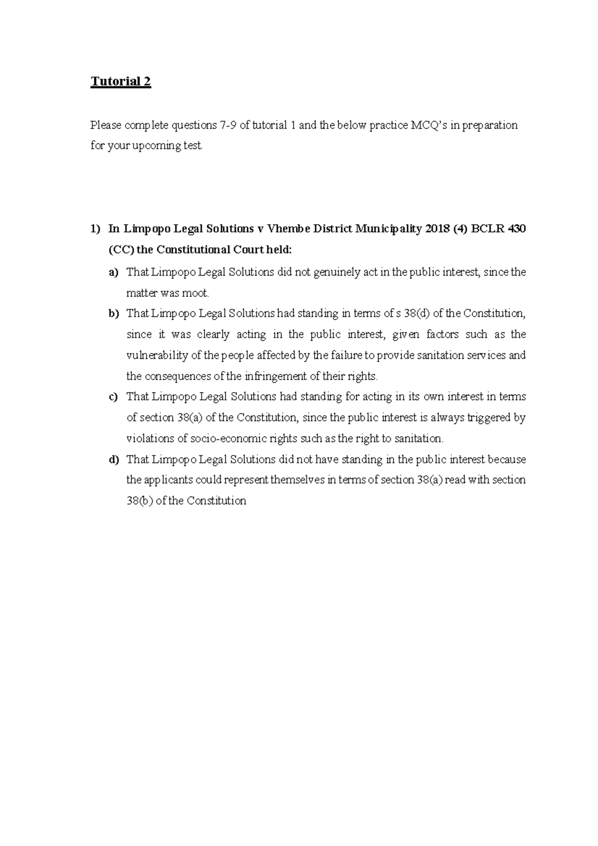 Tutorial+2 - Tutorial 2 2022 BoR - Tutorial 2 Please complete questions ...