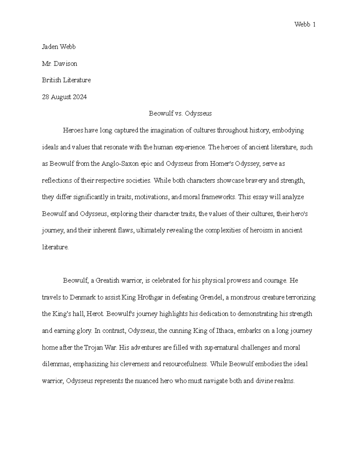 Jaden Webb - [Template] MLA Format Template - Jaden Webb Mr. Davison ...