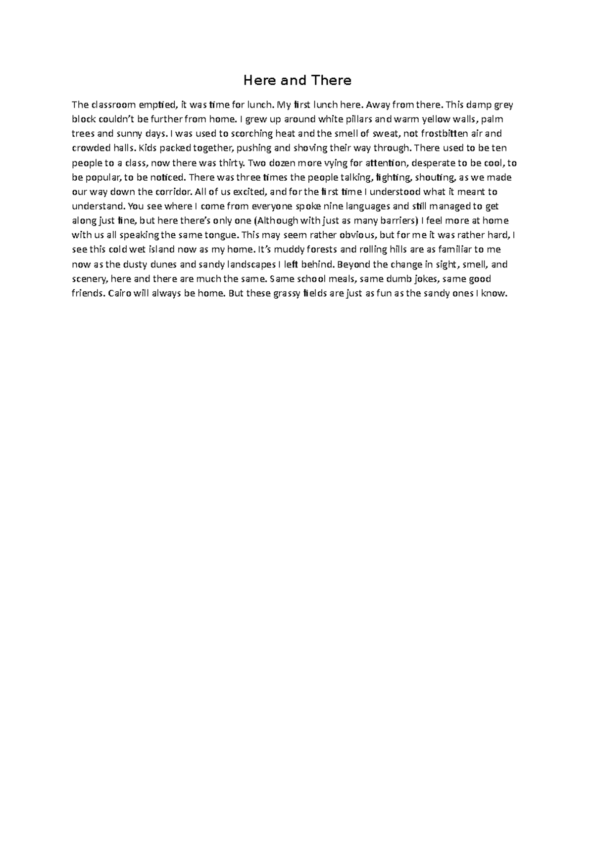 Digital Story Script - Here and There - Here and There The classroom ...