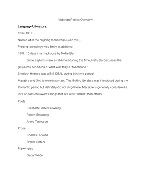 Victorian Period Overview-2 - Victorian Period Overview Language ...