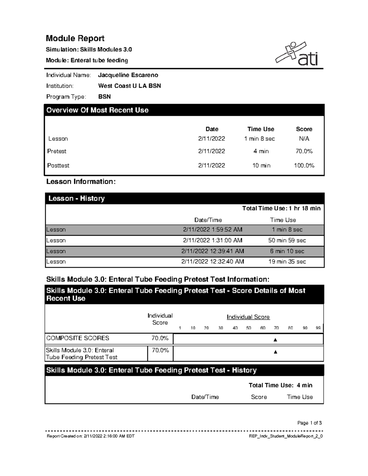 ATI Enteral Feeding - Showcases how ATI modules should be completed ...
