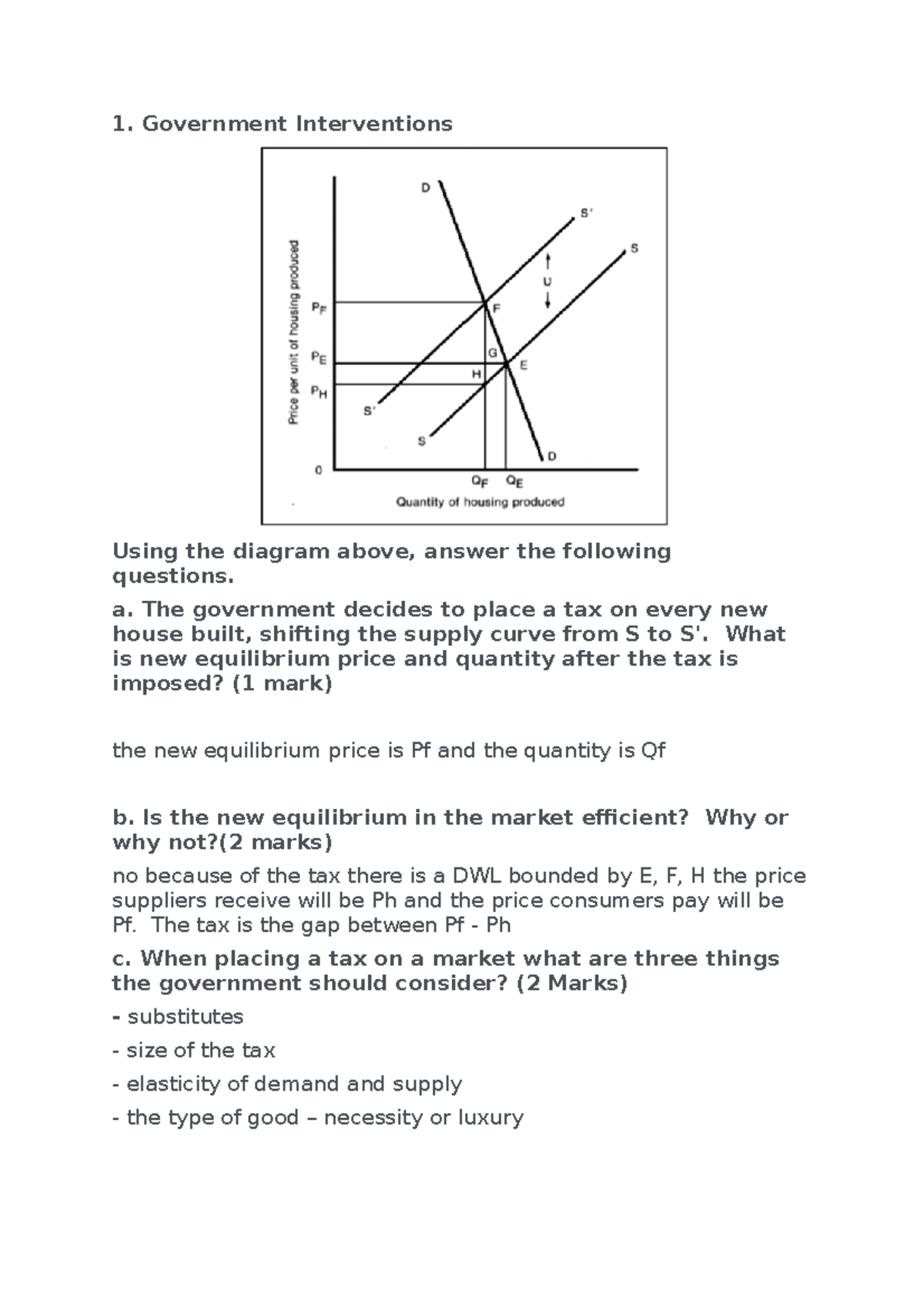 Online exercise 4 practice questions - Government Interventions Using ...