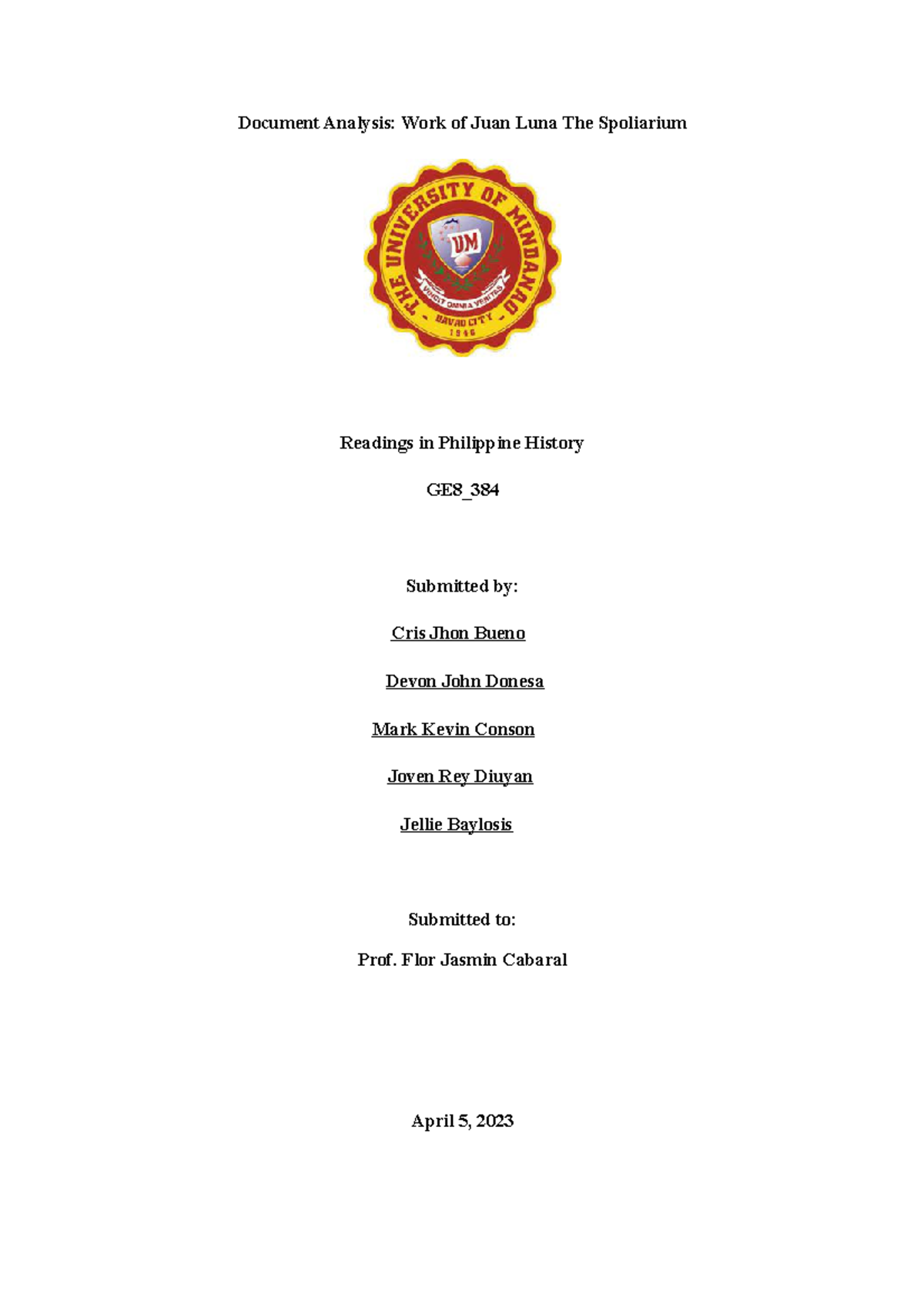 2baylosisgroup N A Document Analysis Work Of Juan Luna The