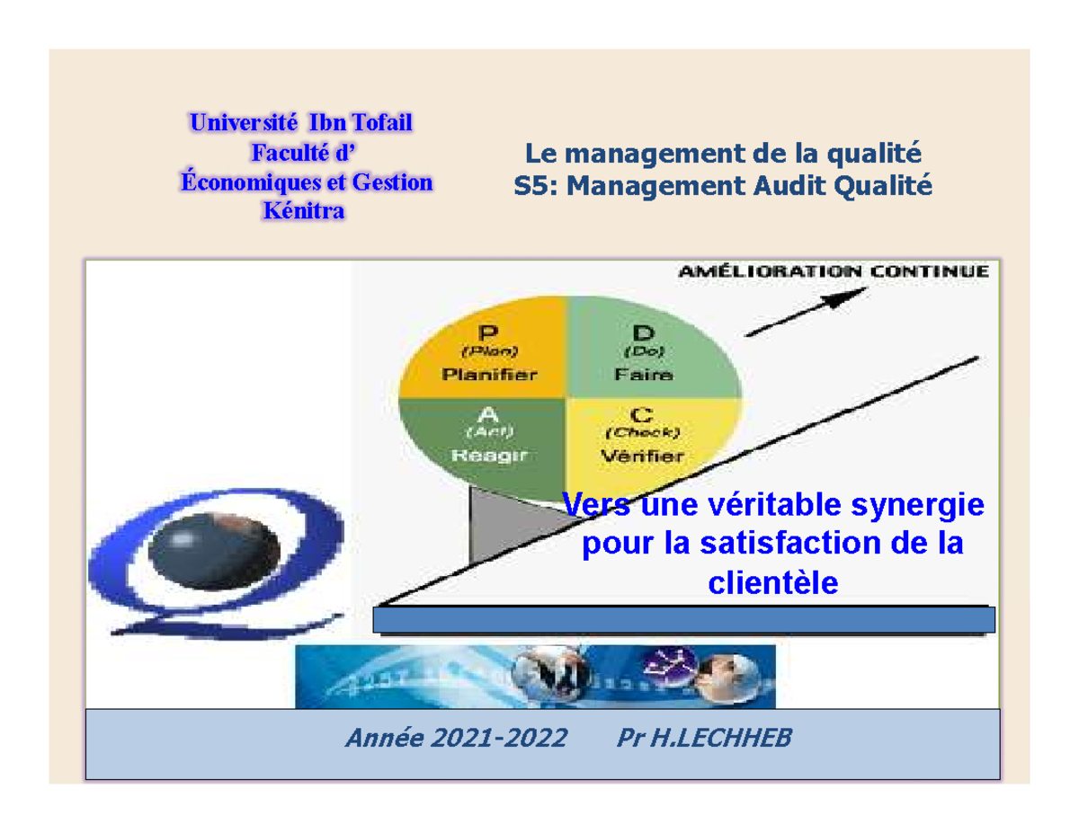 MAQ 2 Partie - Summary management qualité - Encadré par : Mr. CHAKOR ...