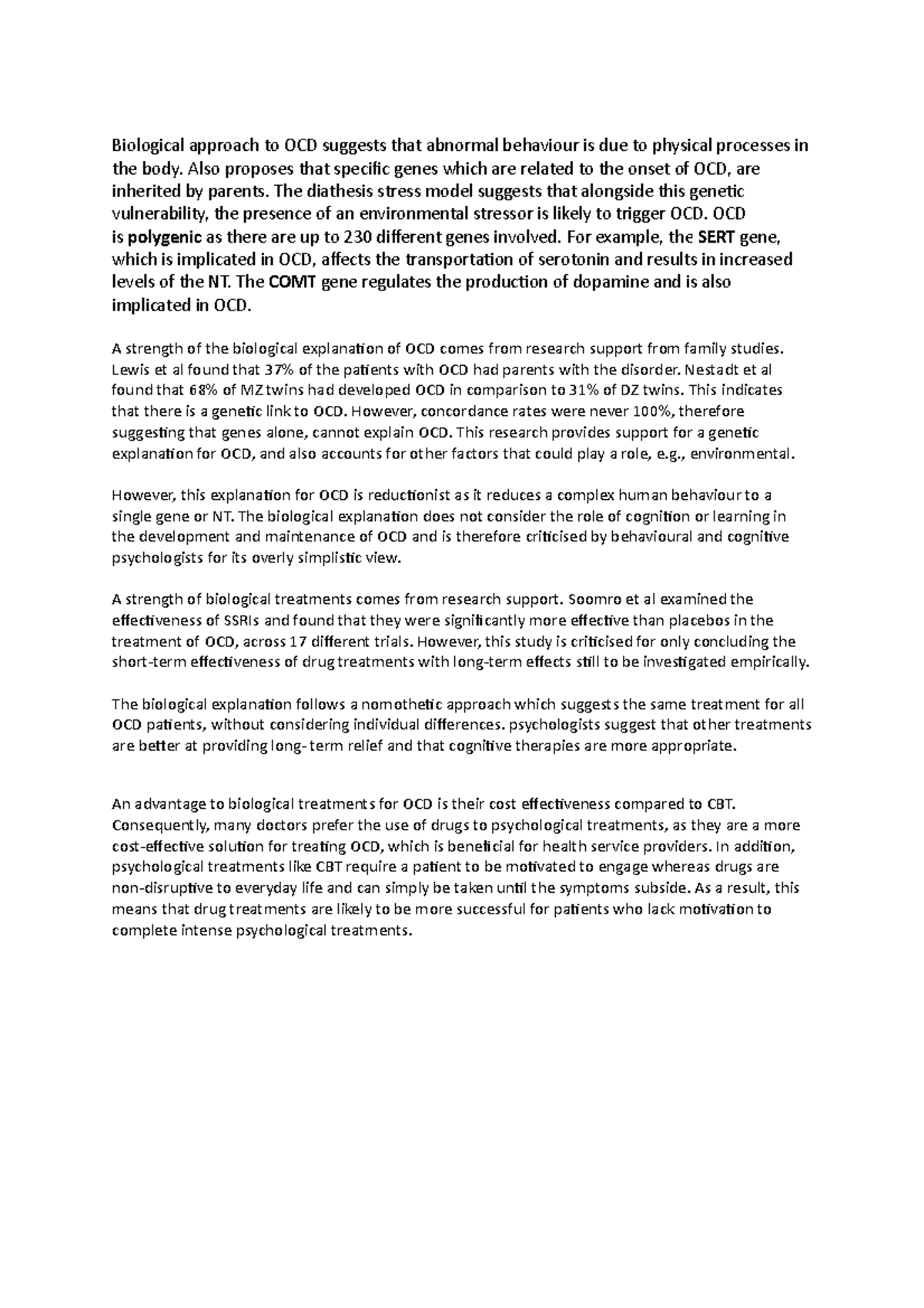 Biological Approach to OCD - explaining and treating - Biological ...