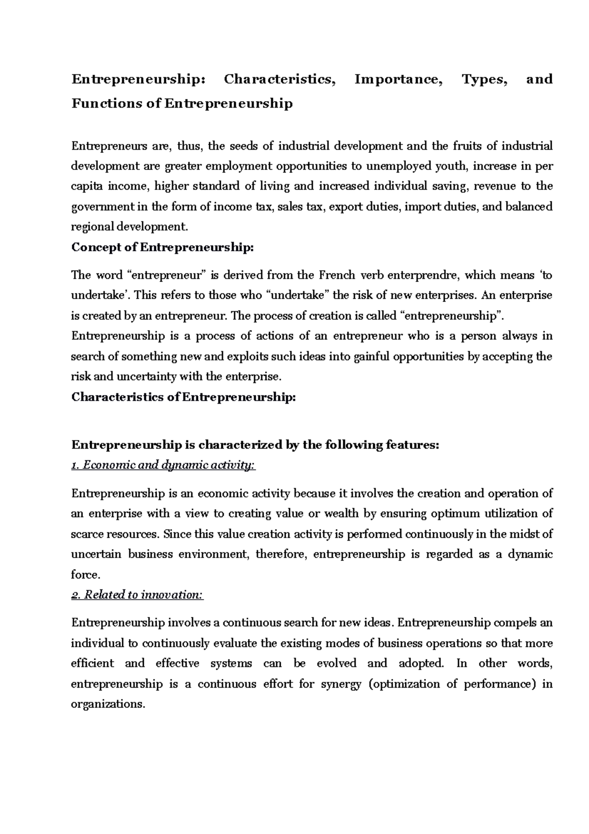 EDP - hi plz reffer - Entrepreneurship: Characteristics, Importance ...