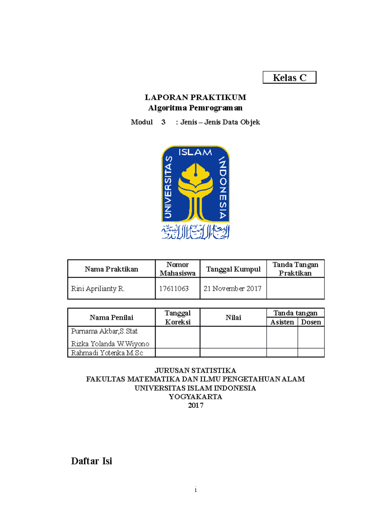 Laporan Praktikum Algoritma Pemrograman - 4 - Data Objek - Kelas C ...