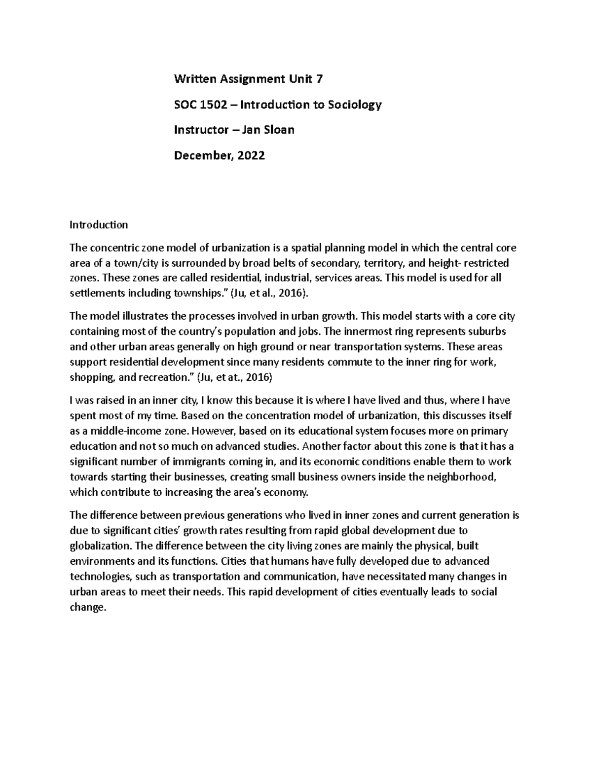 Soc 1502 Written Assignment Unit 7 Written Assignment Unit 7 Soc 1502
